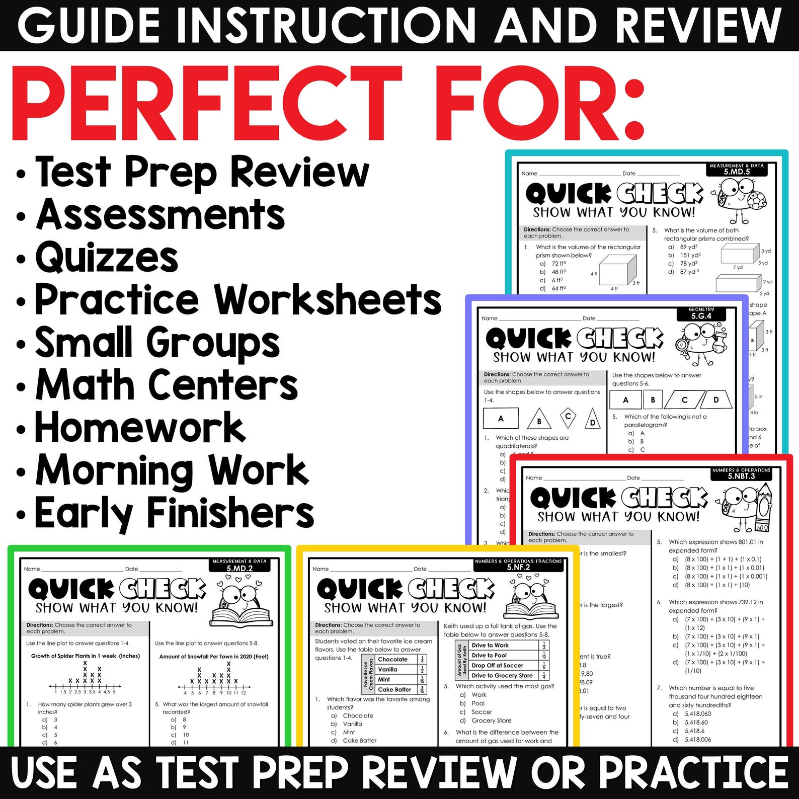 5th Grade Math Worksheet, 5th Grade Math Printable, Fifth Grade Math ...