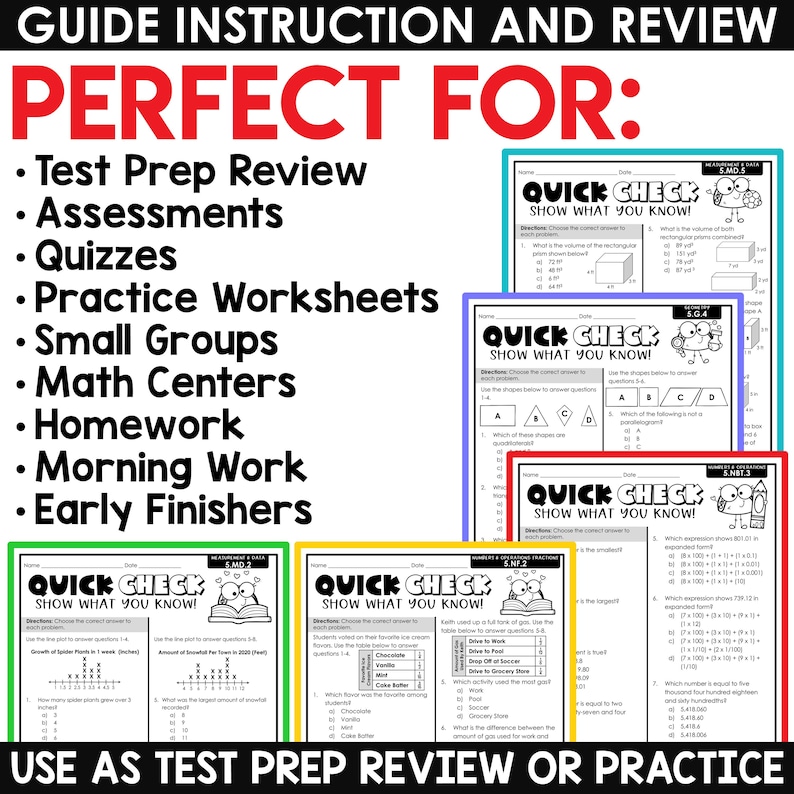 5th Grade Math Worksheet, 5th Grade Math Printable, Fifth Grade Math ...