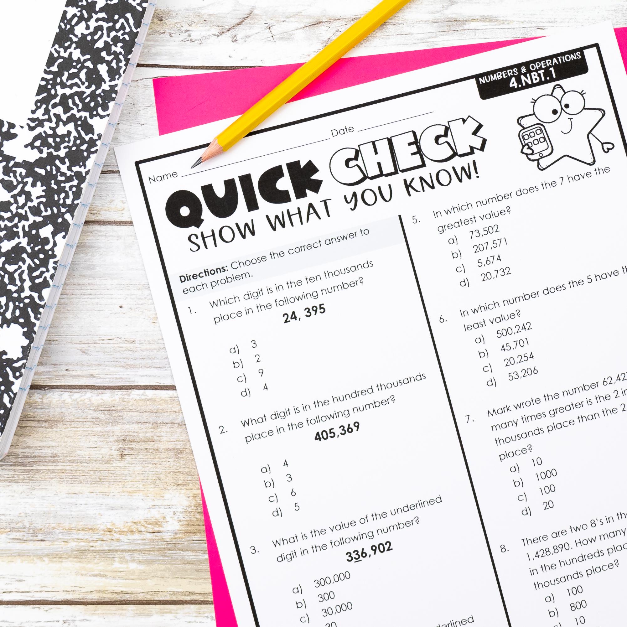 4th Grade Math Worksheet, 4th Grade Math Printable, Fourth Grade Math ...