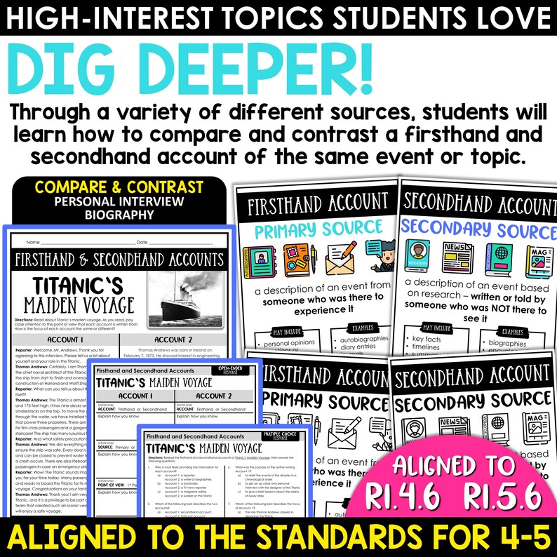 Primary & Secondary Sources Firsthand Secondhand Accounts Nonfiction ...