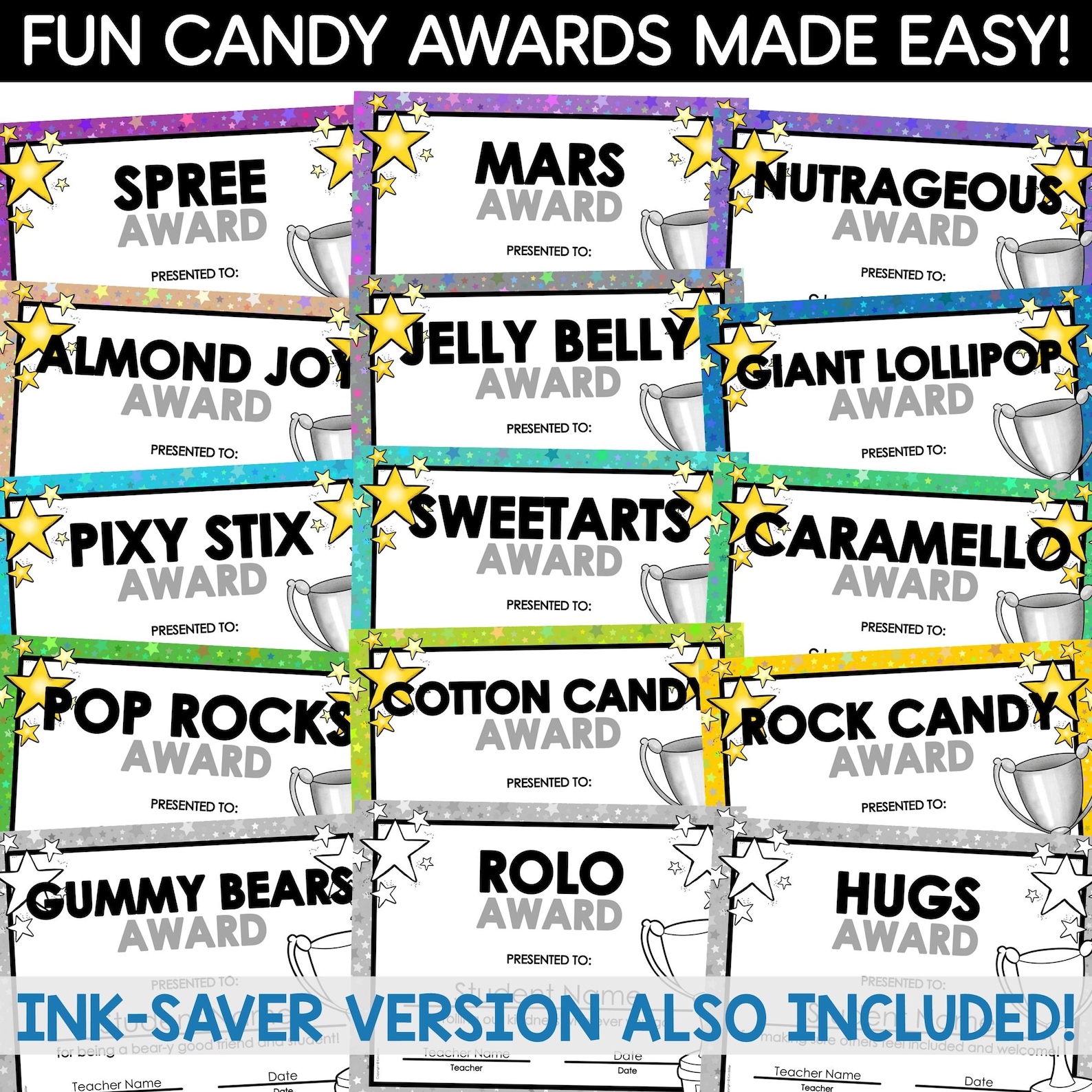 End of Year Candy Awards Ceremony, Editable Candy Bar Awards for ...