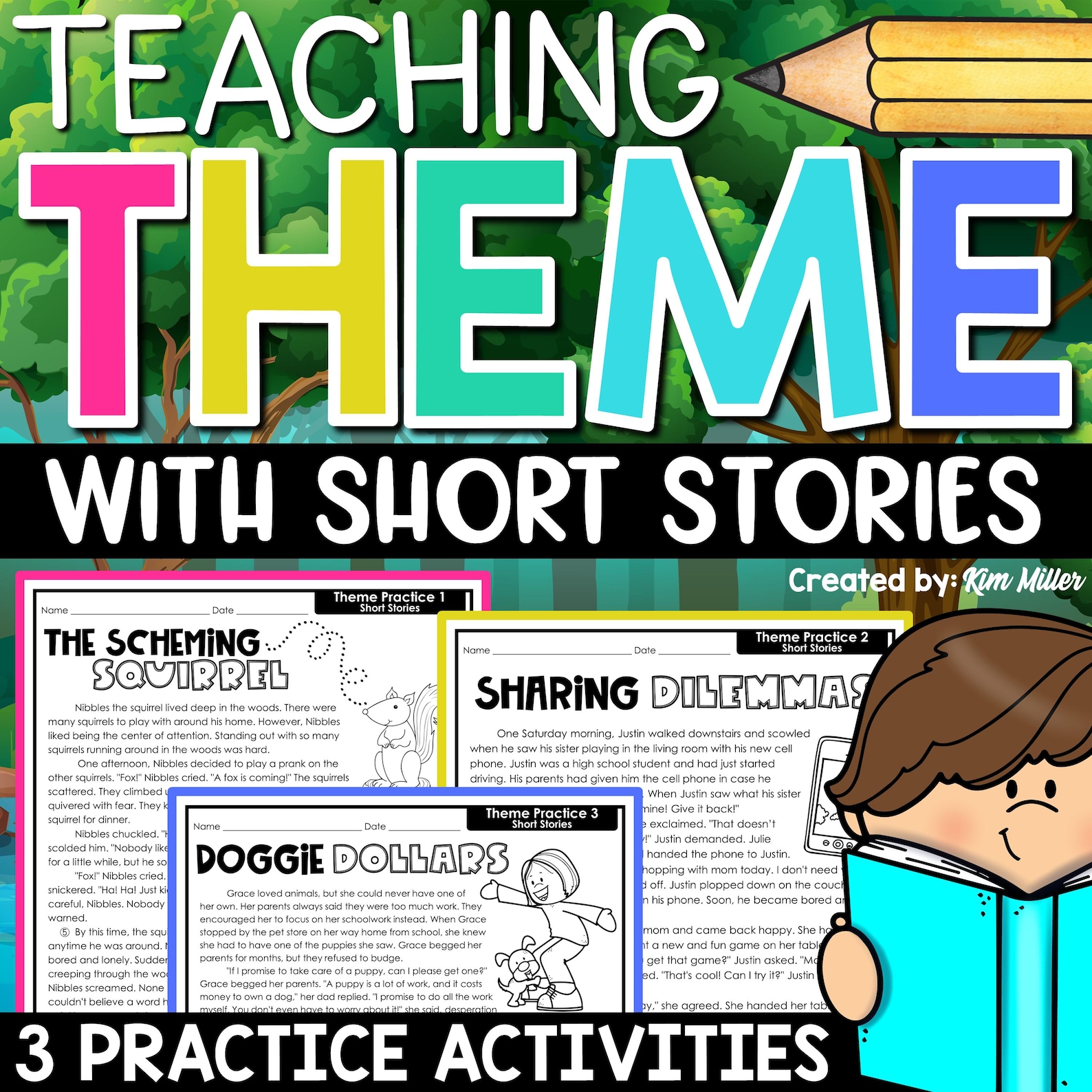 Teaching Theme Worksheets, Short Stories for Kids, Finding Theme ...