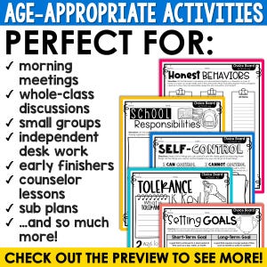 Character Education Social Emotional Learning Activities for Classroom ...