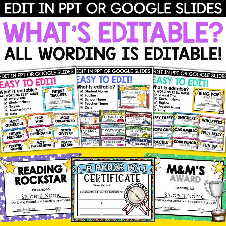 End of Year Student Awards Bundle | Editable Certificates for Classroom ...