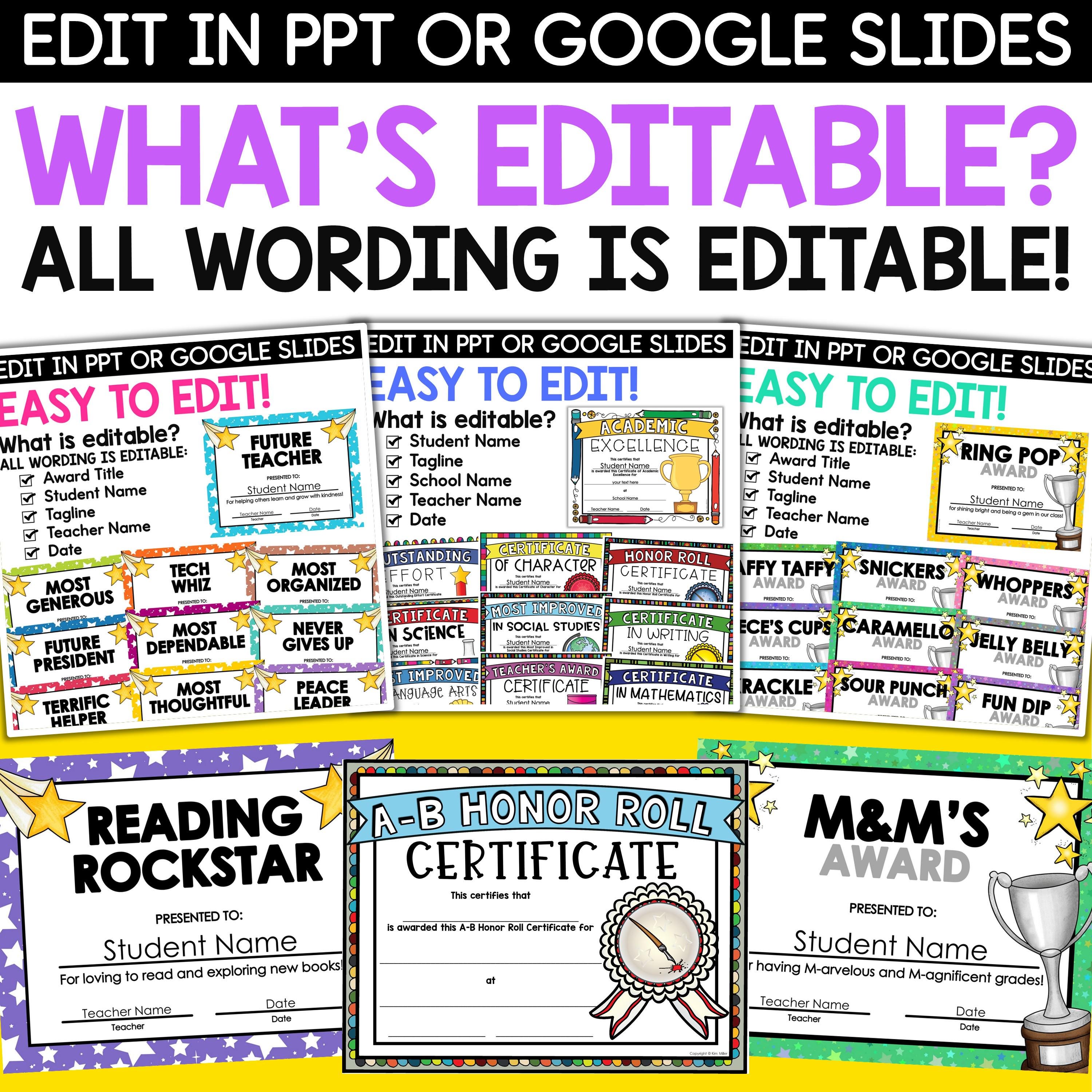 End of Year Student Awards Bundle | Editable Certificates for Classroom ...
