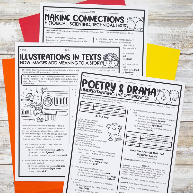 Fall Autumn Reading Comprehension Passages Worksheets Printables 3rd ...