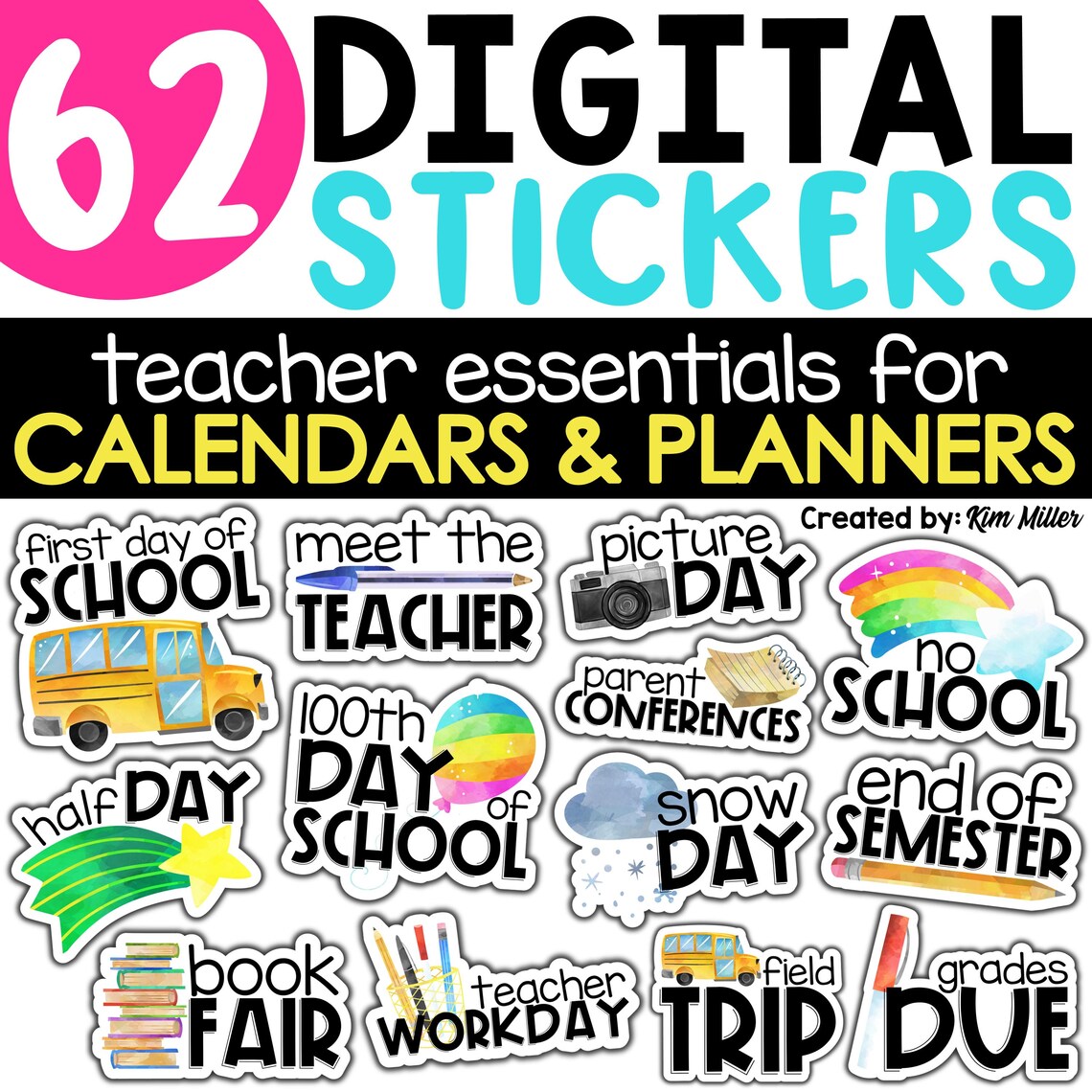 Digital Stickers for Teachers | Digital Stickers for Teacher Planner ...