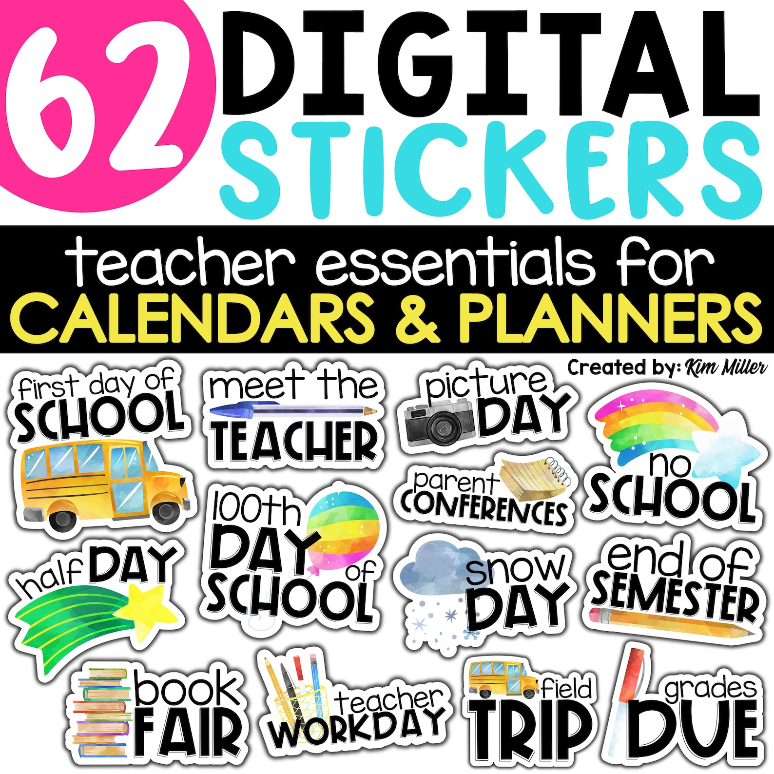 Digital Stickers for Teachers | Digital Stickers for Teacher Planner ...