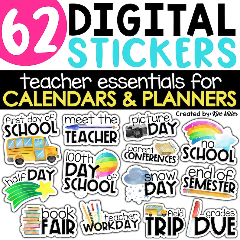 Digital Stickers for Teachers | Digital Stickers for Teacher Planner ...