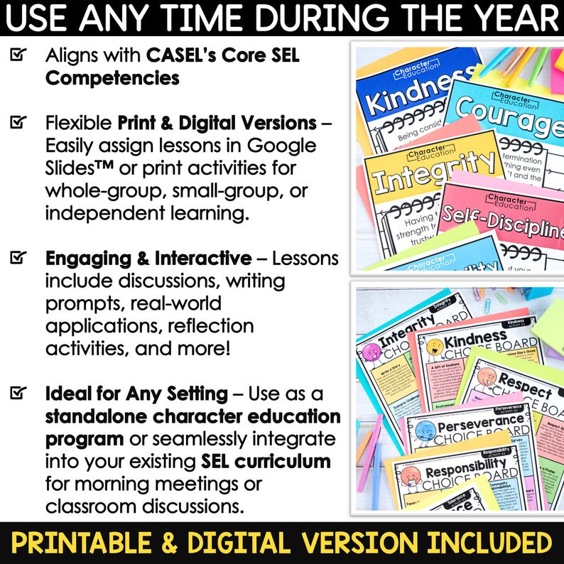 Character Education Social Emotional Learning Activities SEL Social ...