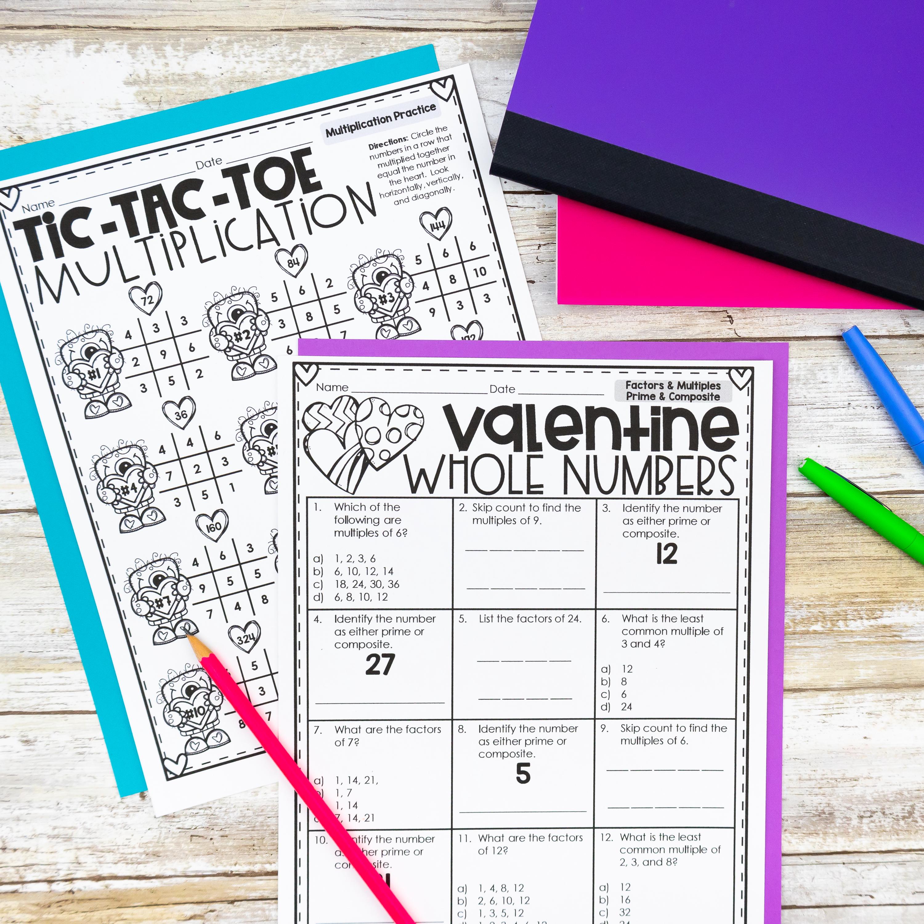Valentine's Day Math & Reading Activities, 4th 5th Grade (instant ...