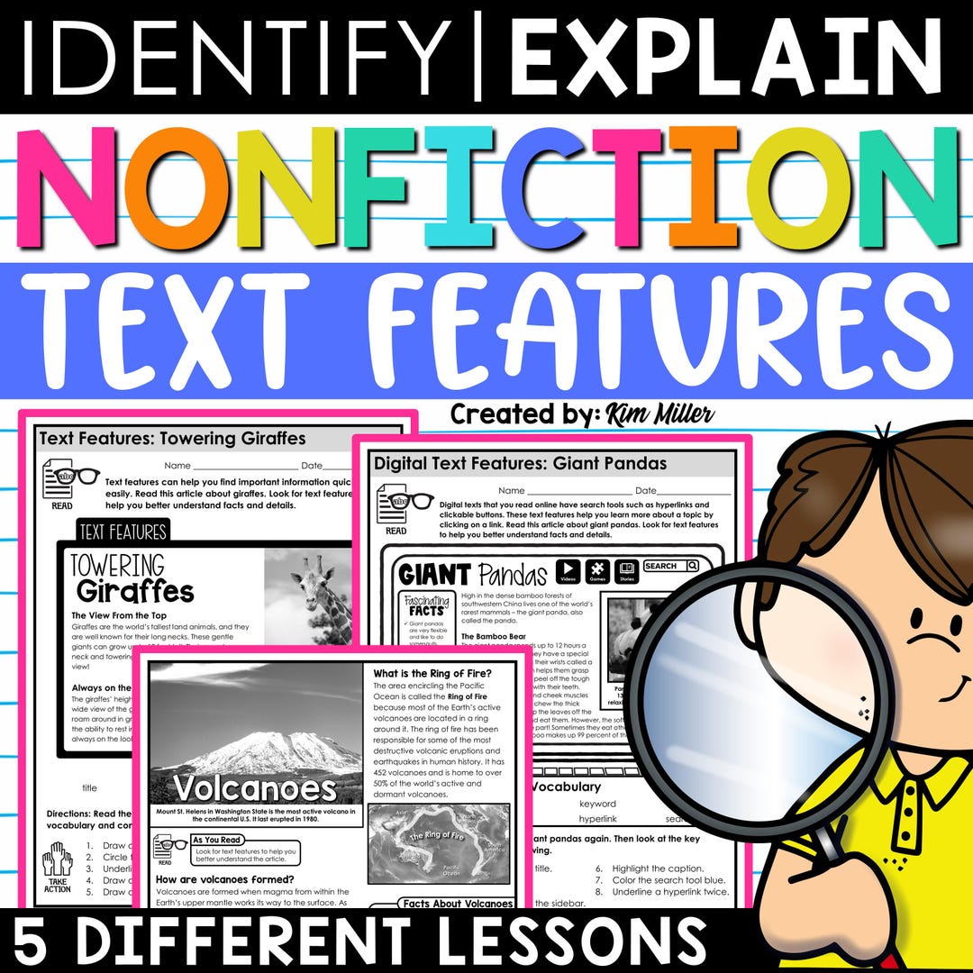 Nonfiction Text Features Worksheets, Informational Text, Reading ...