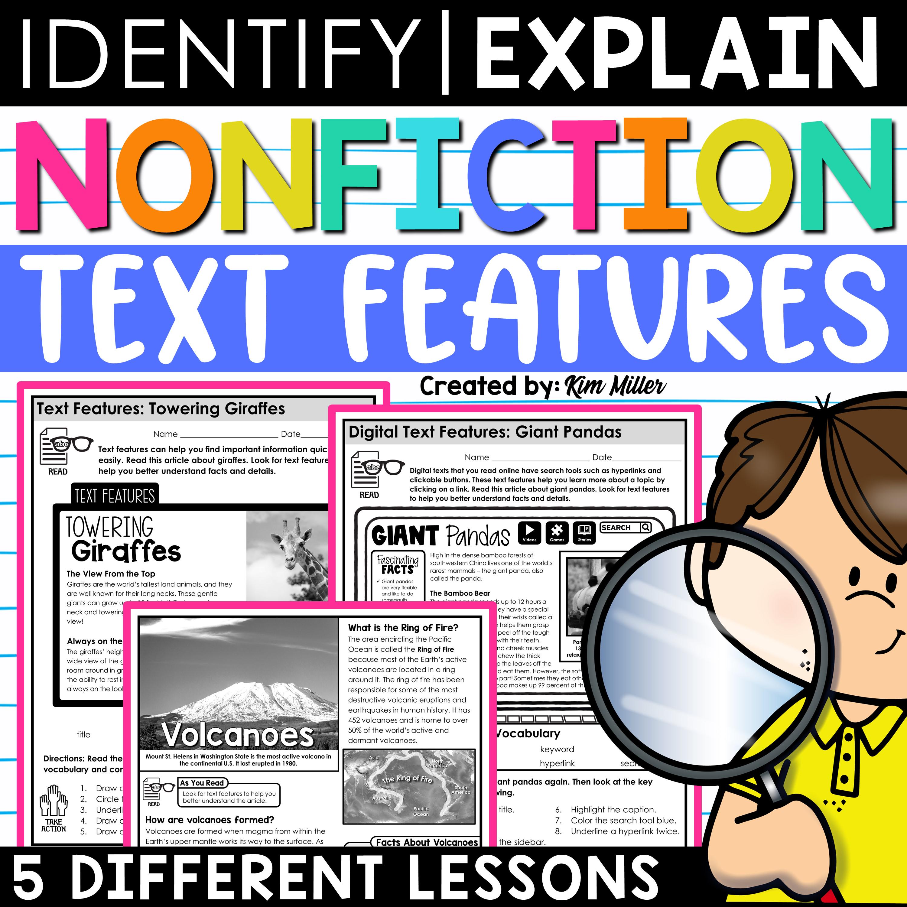 Nonfiction Text Features Worksheets, Informational Text, Reading ...