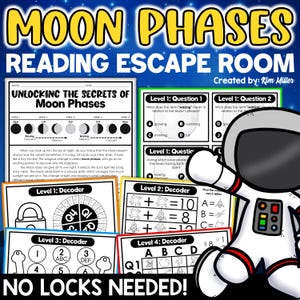 Moon Phases Escape Room Activity, Teaching Phases of the Moon, Science ...