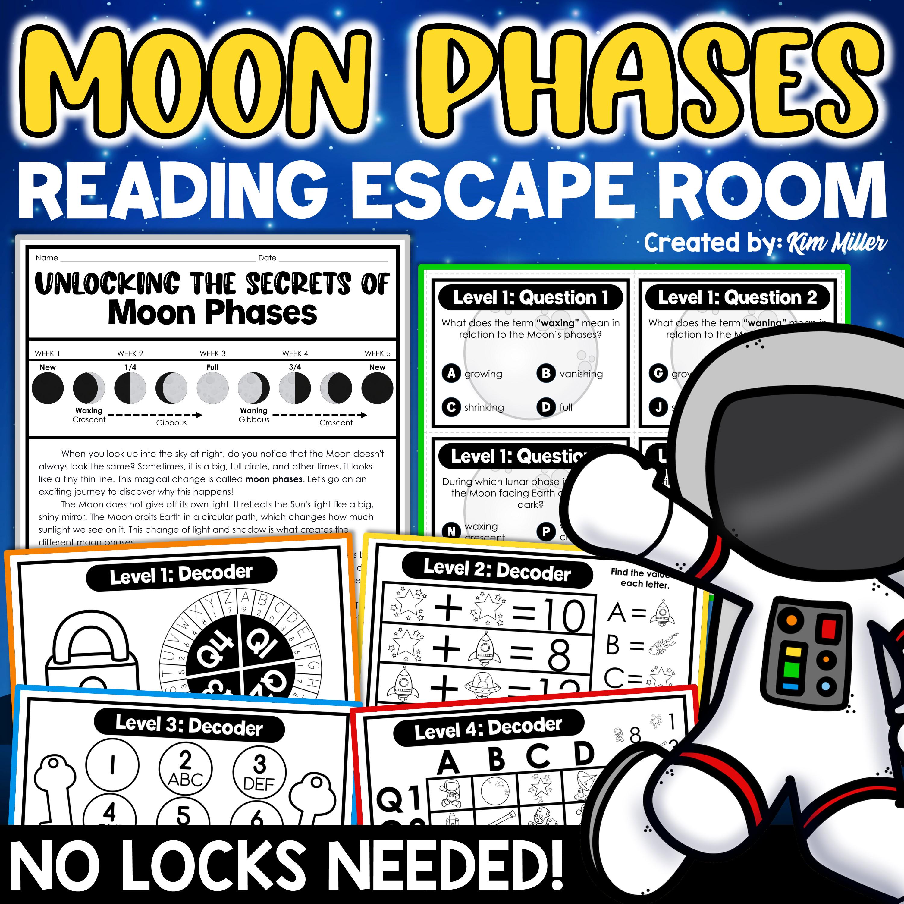 Moon Phases Escape Room Activity, Teaching Phases of the Moon, Science ...