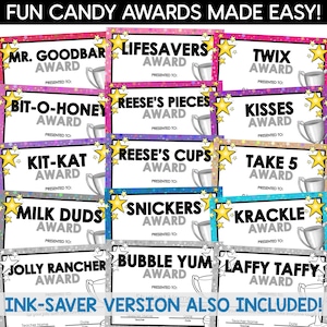 End of Year Candy Awards Ceremony, Editable Candy Bar Awards for ...