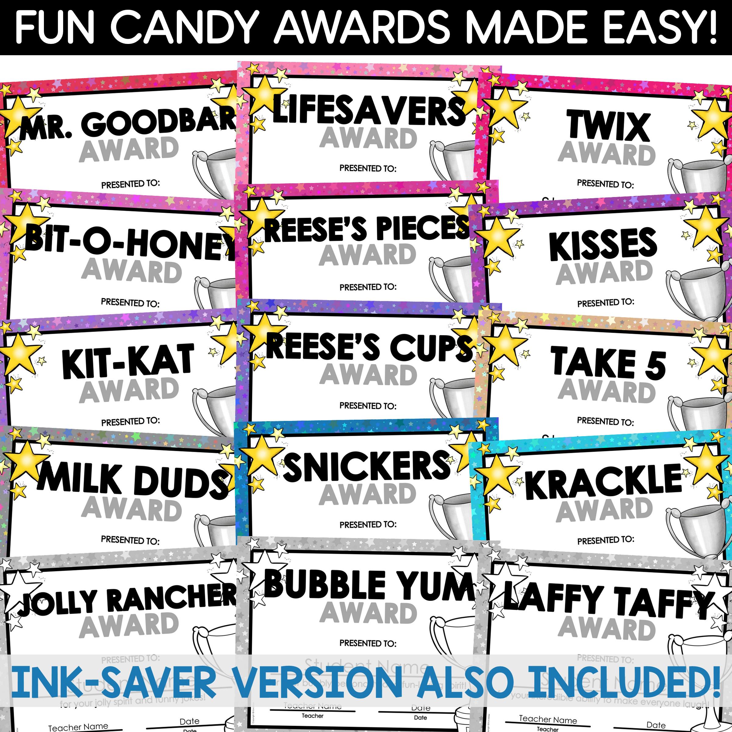 End of Year Candy Awards Ceremony, Editable Candy Bar Awards for ...