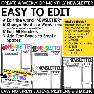 Editable Teacher Newsletter Templates for Parent Communication, School ...