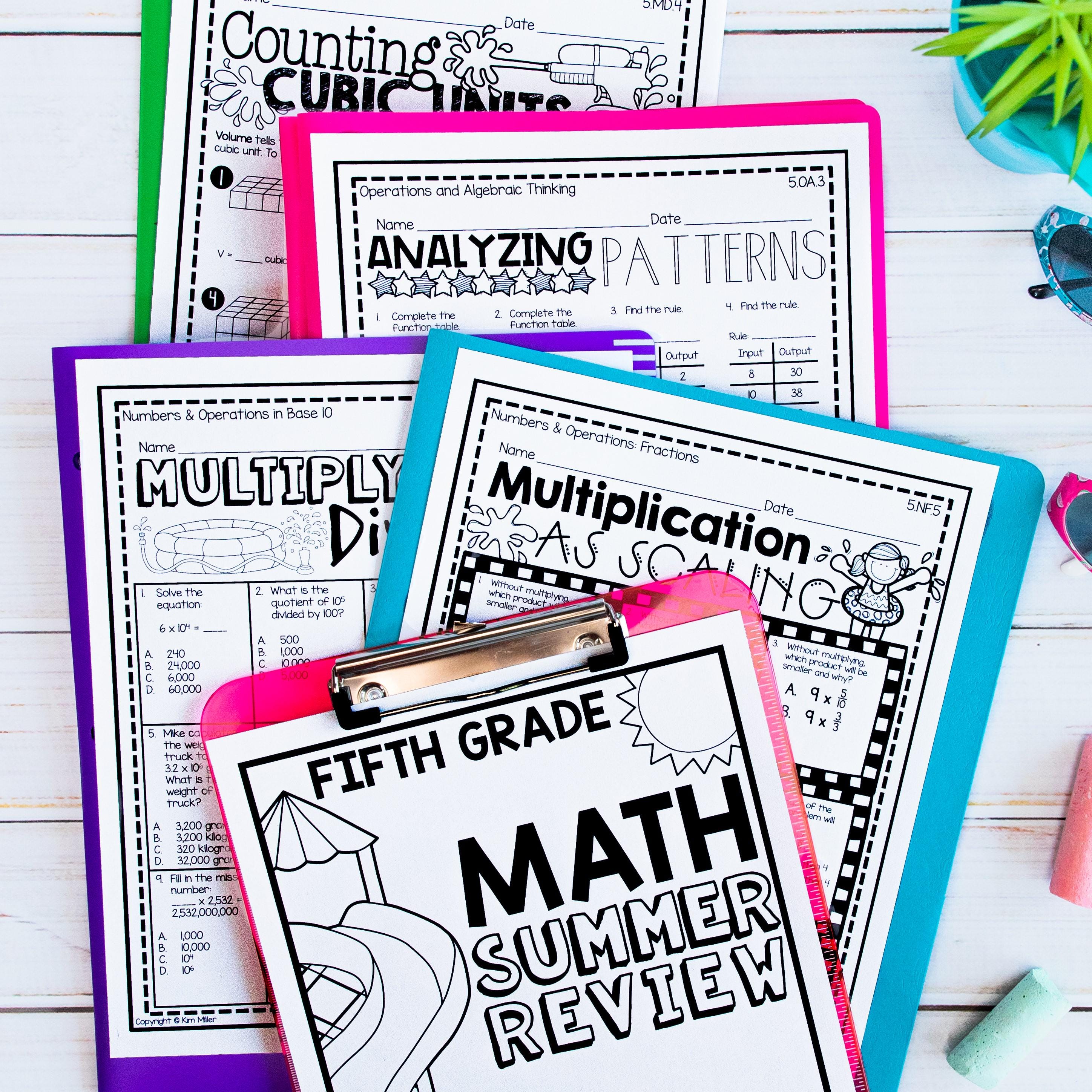 5th Grade Math Review Summer Math Worksheet, 5th Grade Math Printable ...