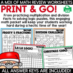 Christmas Math Worksheets for 4th & 5th Grade | No Prep Printable Math ...