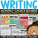 Monthly Writing Prompts for Kids, Choice Boards Printables, Daily ...