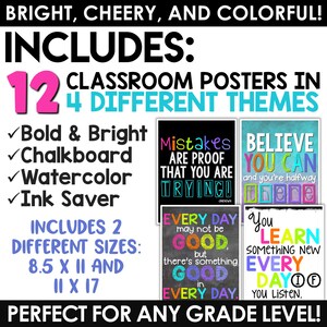 Motivational Growth Mindset Posters for Classroom Teachers, Inspiring ...