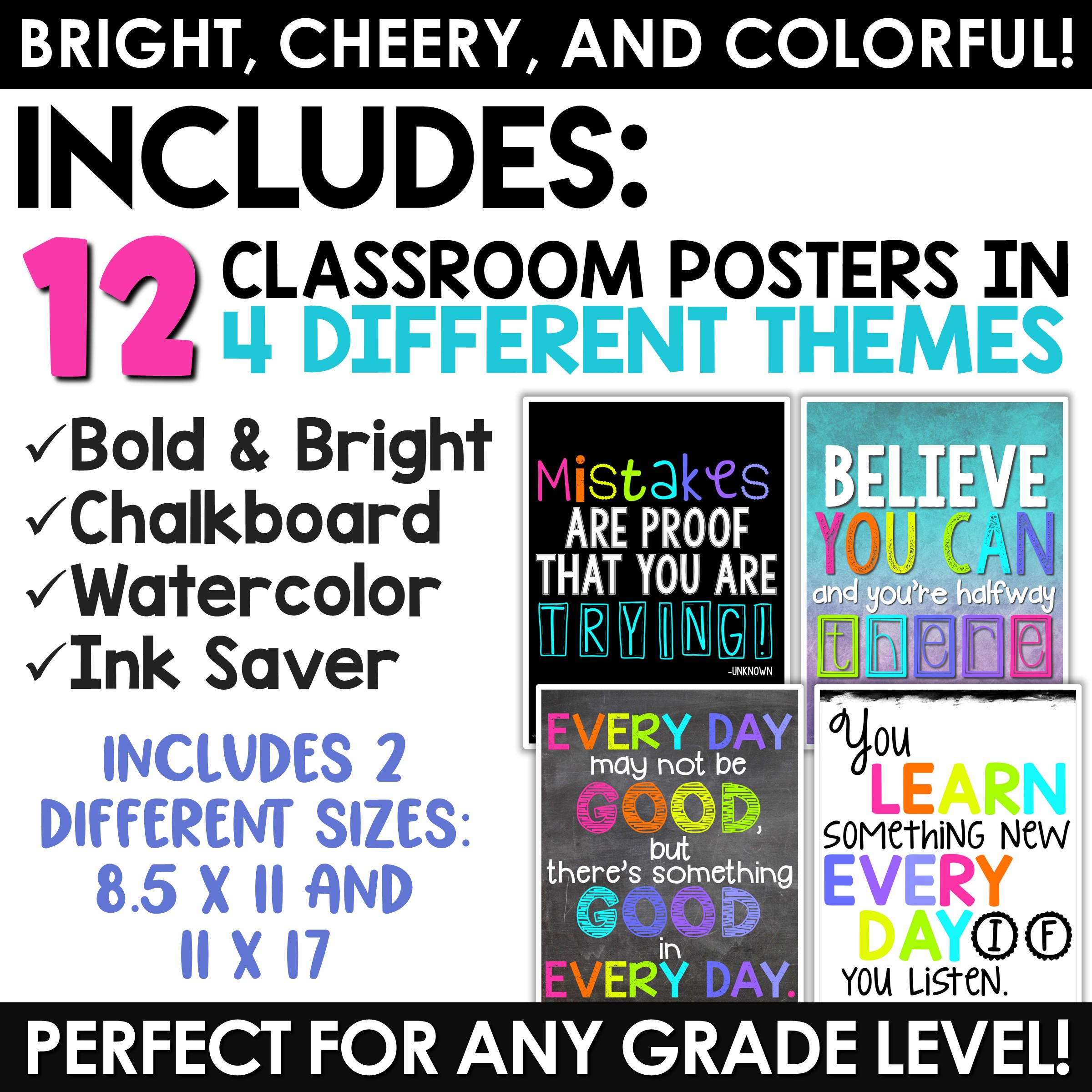 Motivational Growth Mindset Posters for Classroom Teachers, Inspiring ...