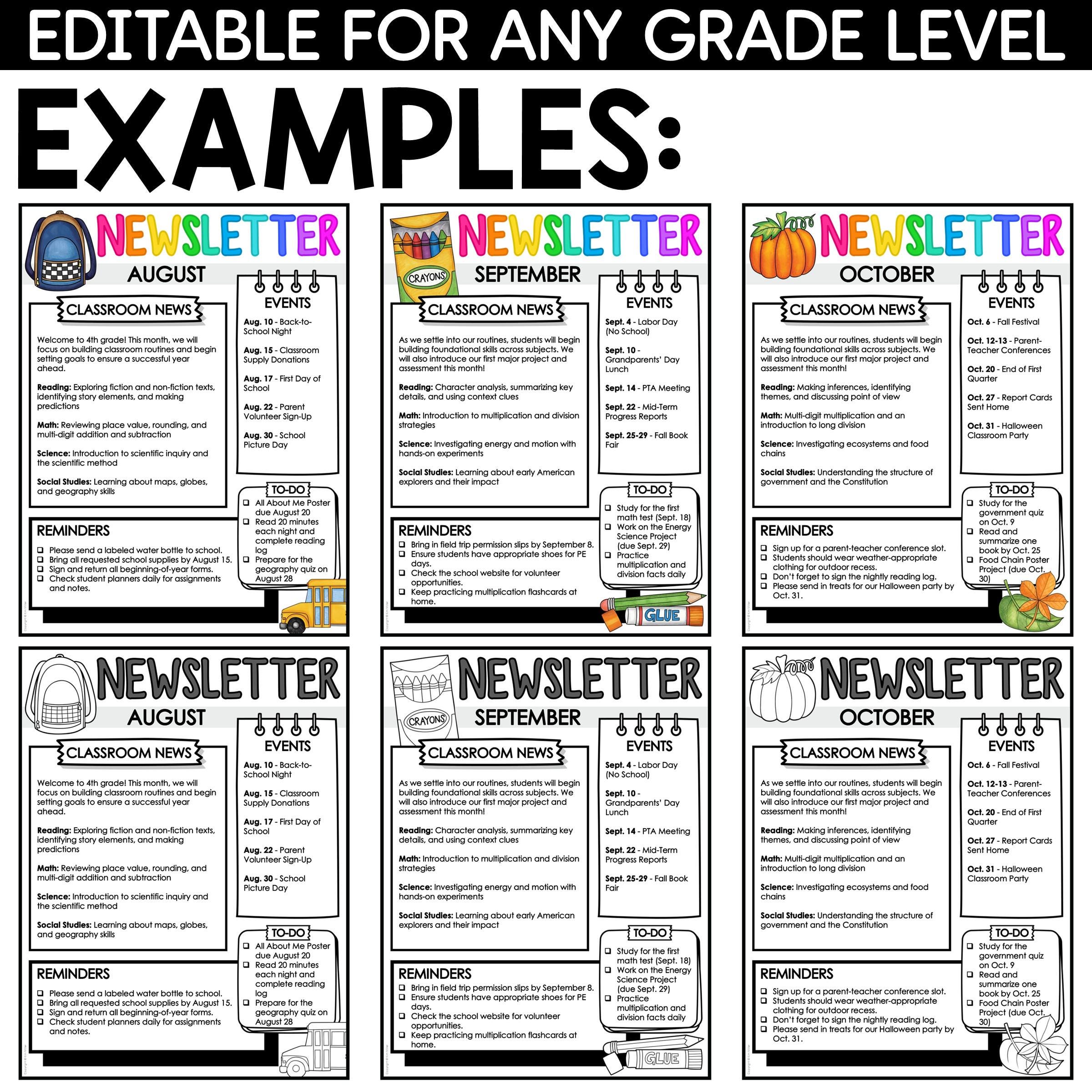 Editable Teacher Newsletter Templates for Parent Communication, School ...
