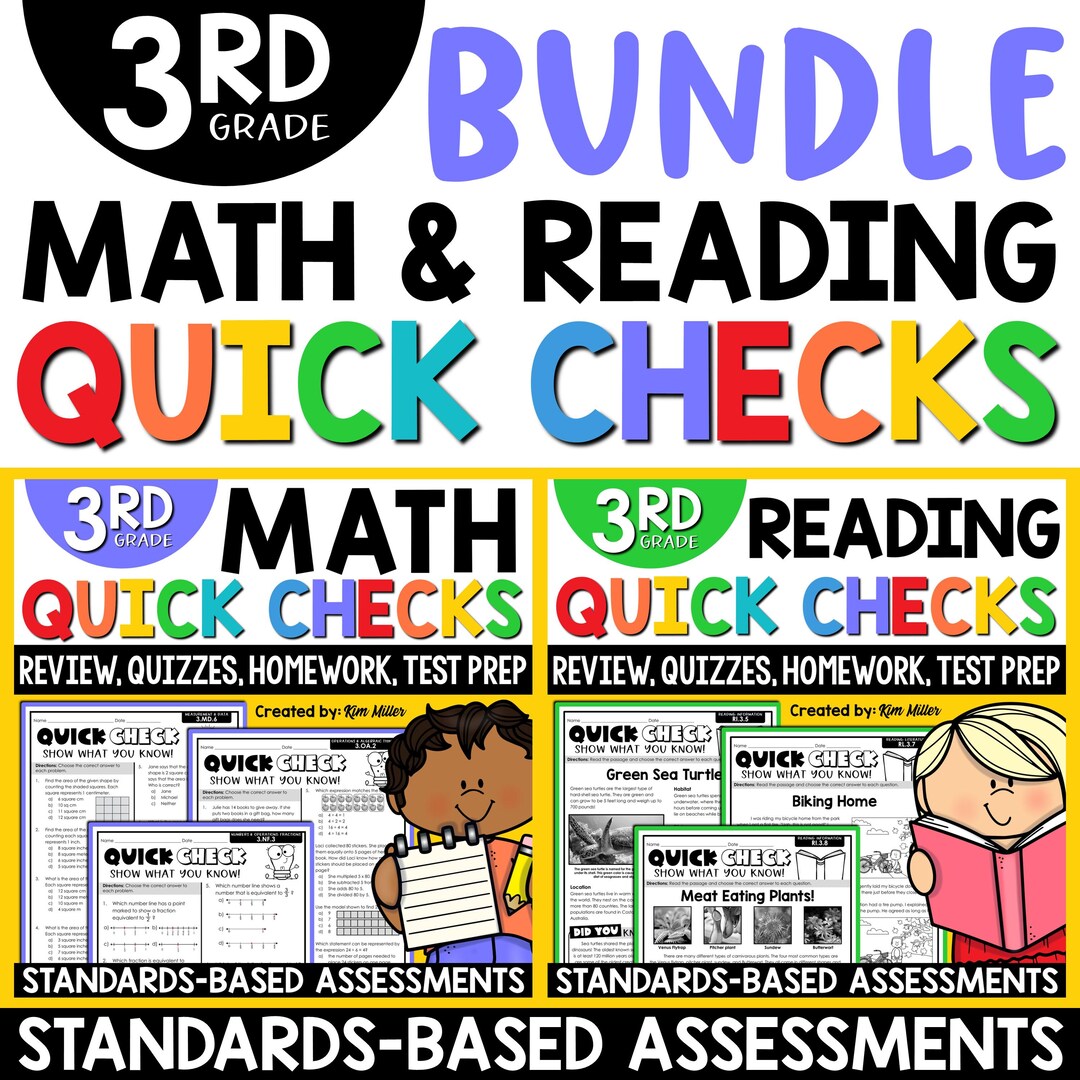 3rd Grade Math and Reading Test Prep Bundle | Worksheets, Review Packet ...