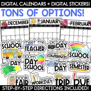 Teacher Calendar 2025-2026 | EDITABLE Monthly Calendar Templates ...