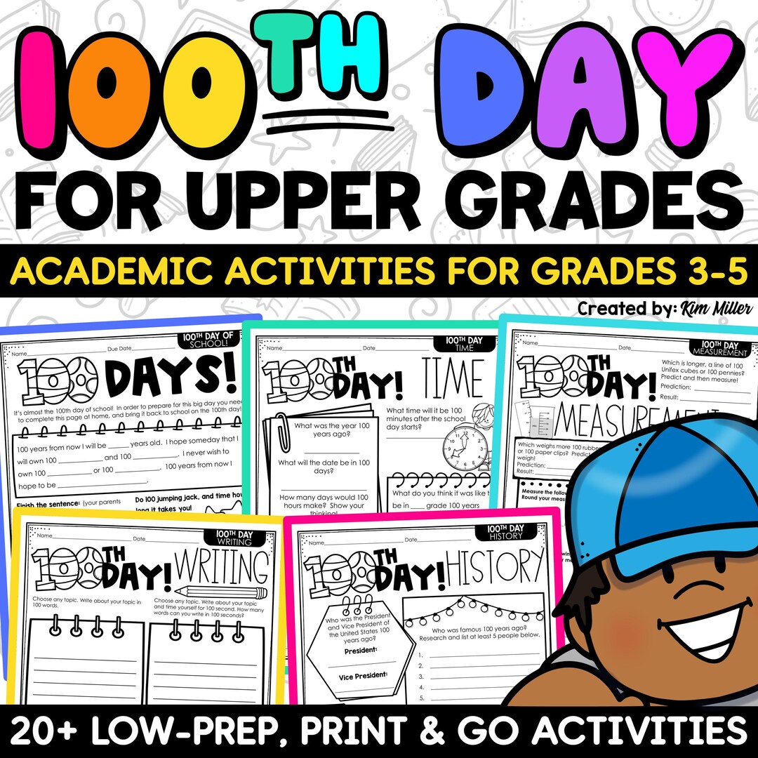 100th Day of School Activities for Upper Elementary Grades 3rd 4th 5th ...