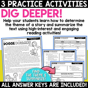 Teaching Theme Worksheets, Short Stories for Kids, Finding Theme ...