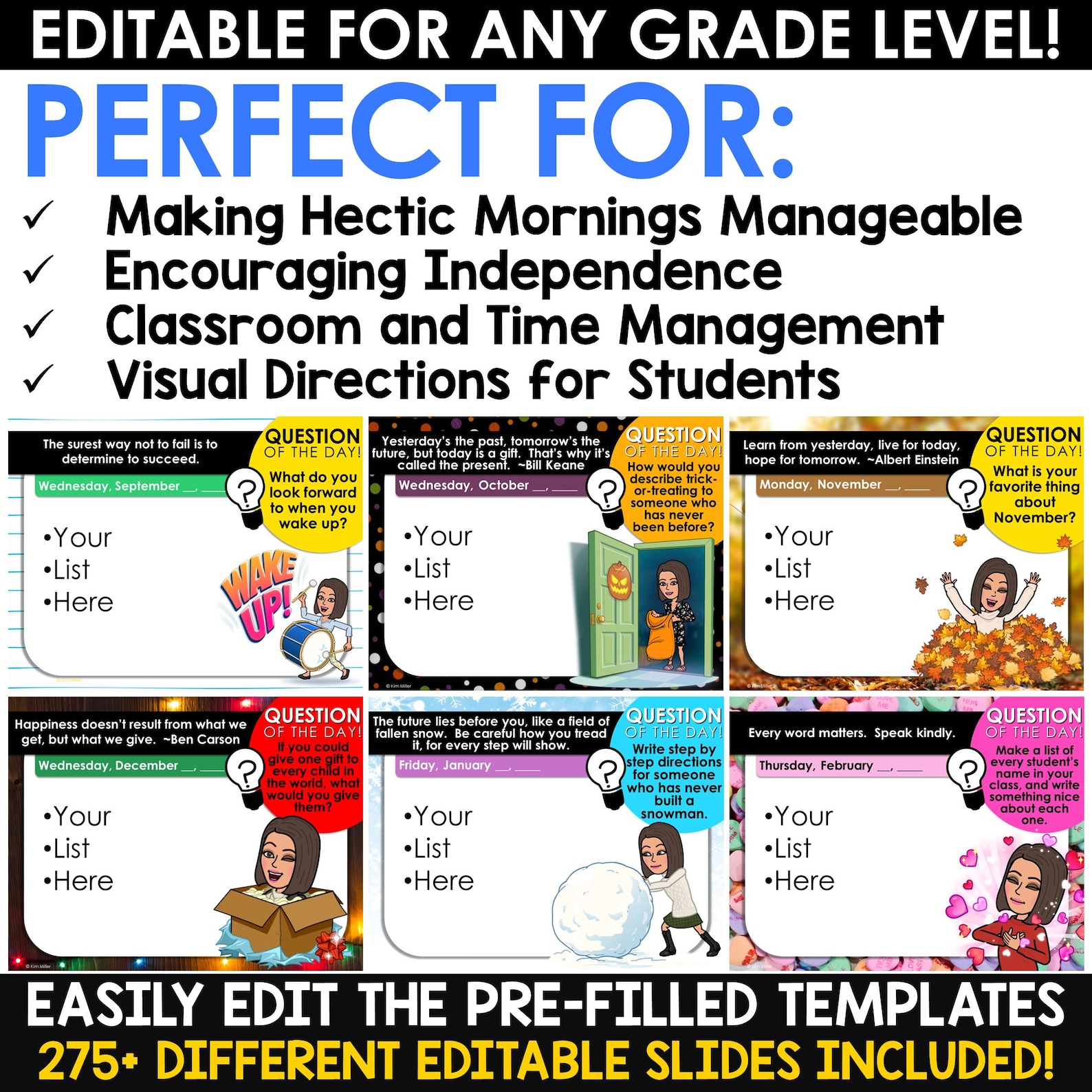 Morning Slides for Teachers Template, Morning Meeting Slides, Daily ...
