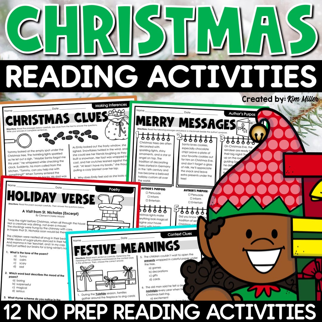 Christmas Reading Worksheets for 4th & 5th Grade | No Prep Printable ...