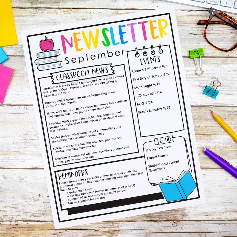 Editable Teacher Newsletter Templates for Parent Communication, School ...