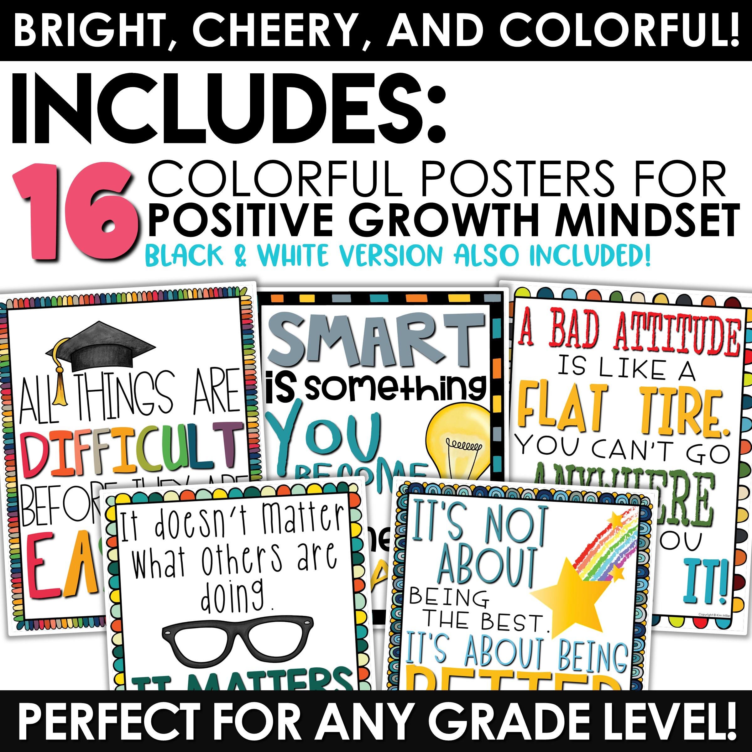 Motivational Growth Mindset Posters for Bulletin Boards, Door Decor ...