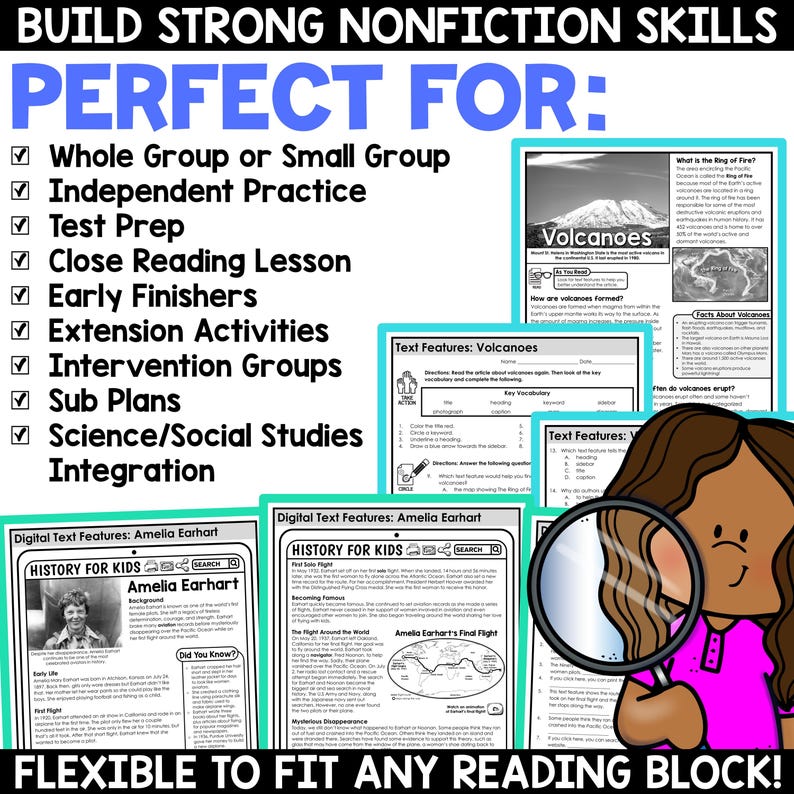 Nonfiction Text Features Worksheets, Informational Text, Reading ...