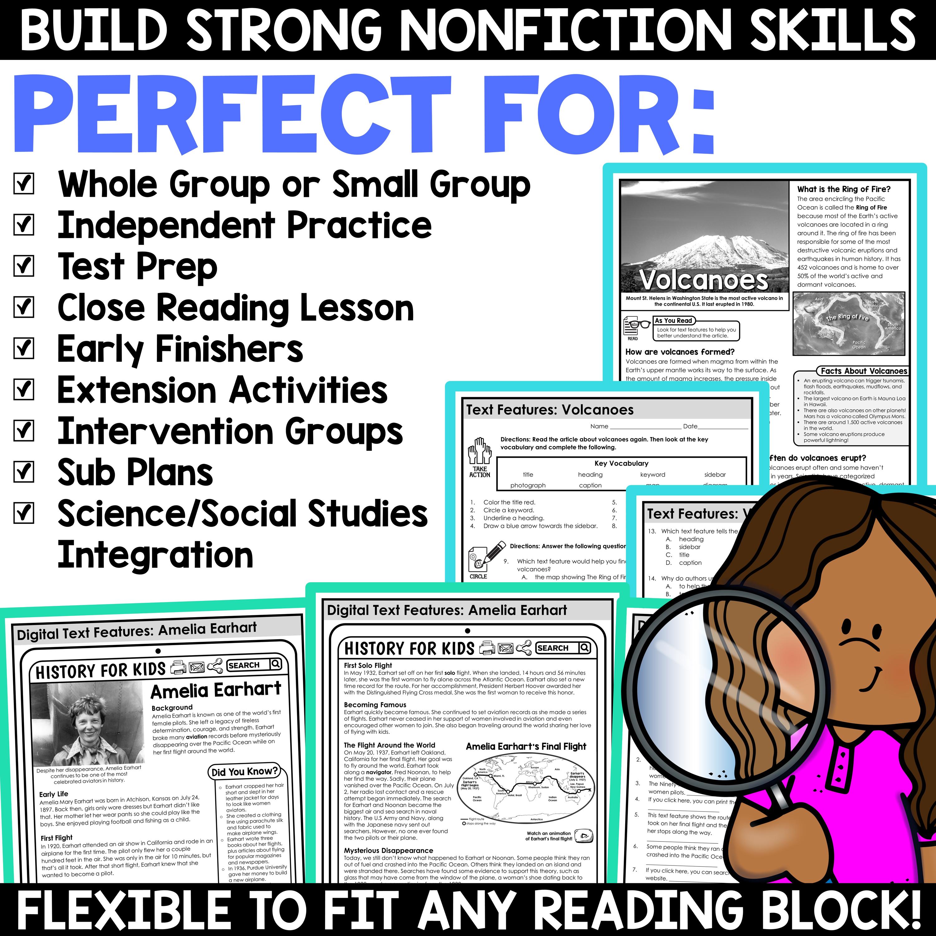 Nonfiction Text Features Worksheets, Informational Text, Reading ...