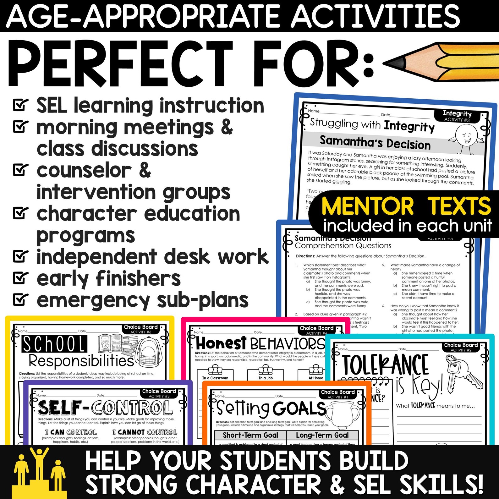 Character Education Social Emotional Learning Activities SEL Social ...