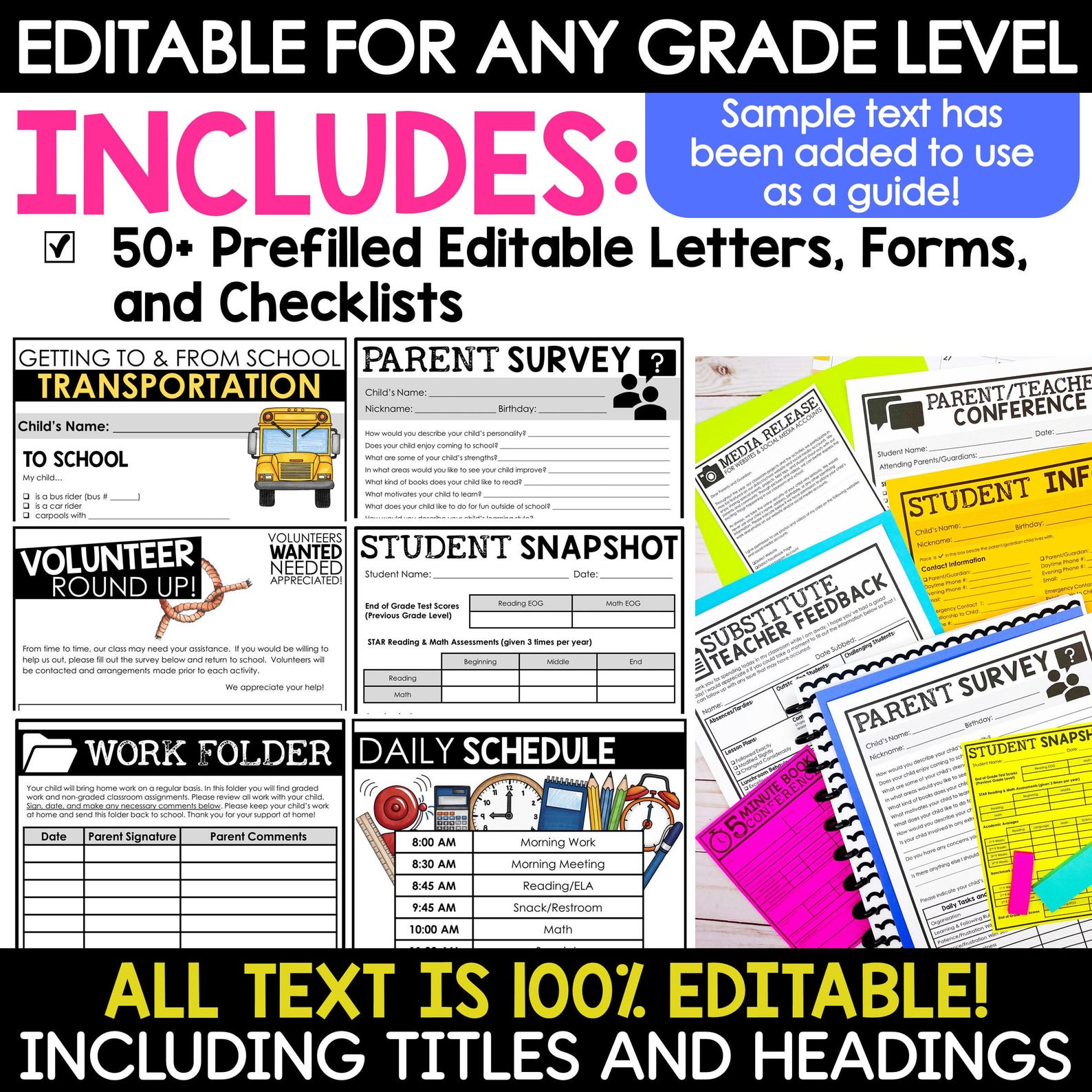 Welcome Back to School Letters and Forms Meet the Teacher Template ...