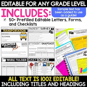 Welcome Back to School Letters and Forms Meet the Teacher Template ...