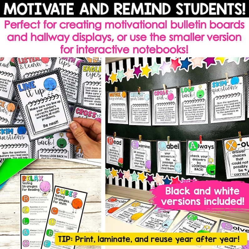 Test Taking Strategies Posters Printable | Motivational Testing ...