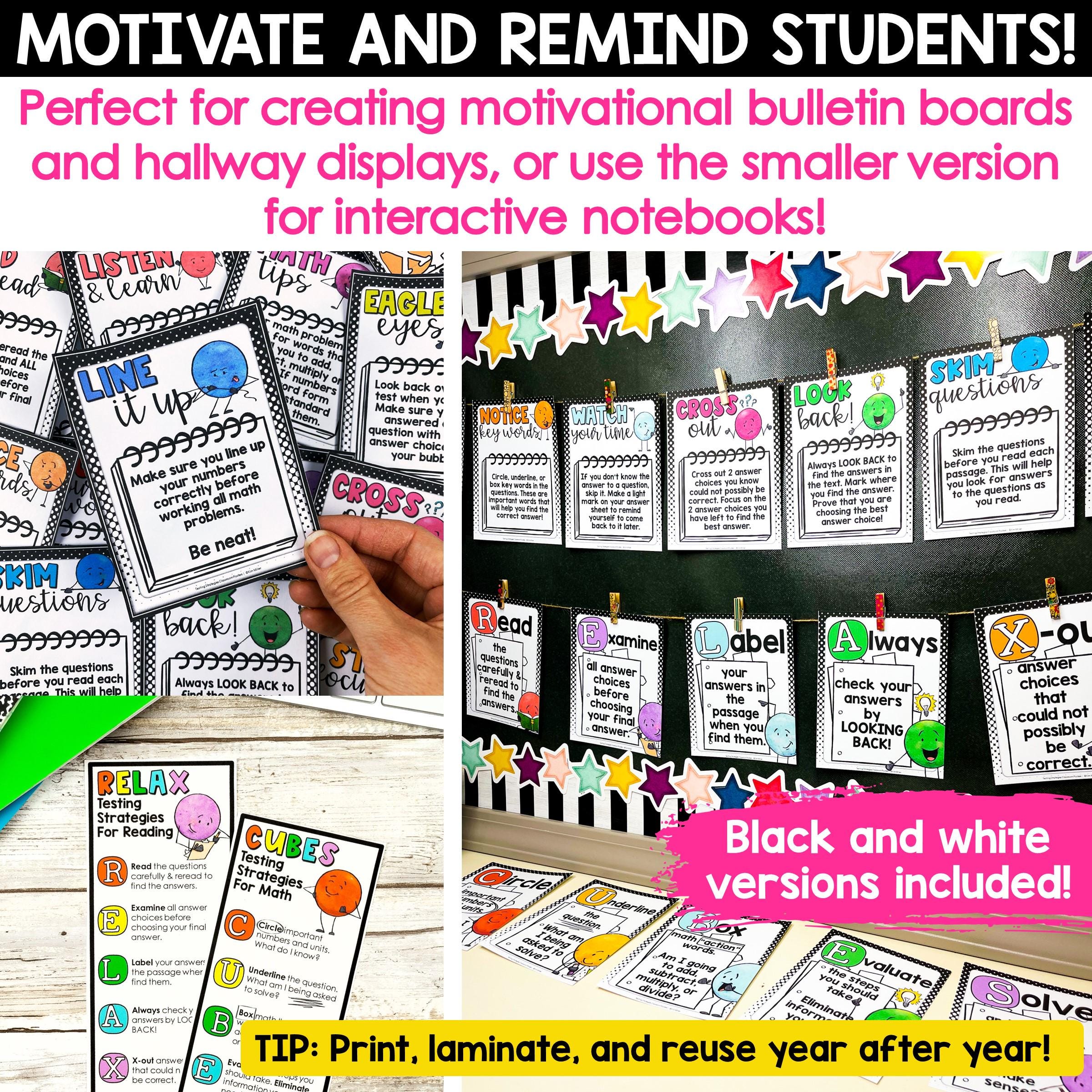 Test Taking Strategies Posters Printable | Motivational Testing ...