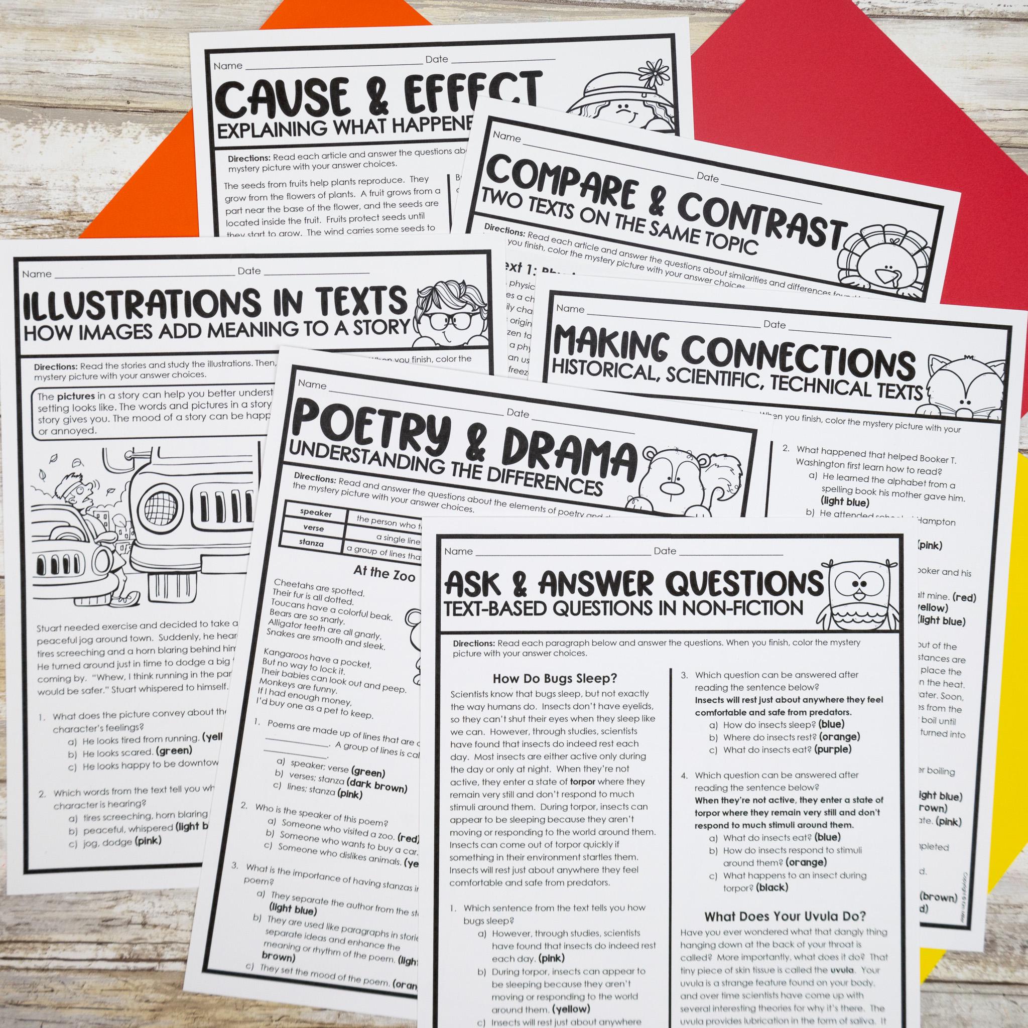 Fall Autumn Reading Comprehension Passages Worksheets Printables 3rd ...