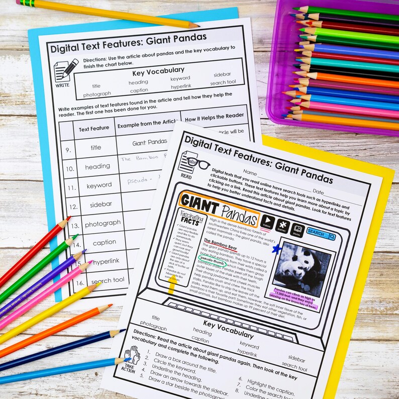 Nonfiction Text Features Worksheets, Informational Text, Reading ...