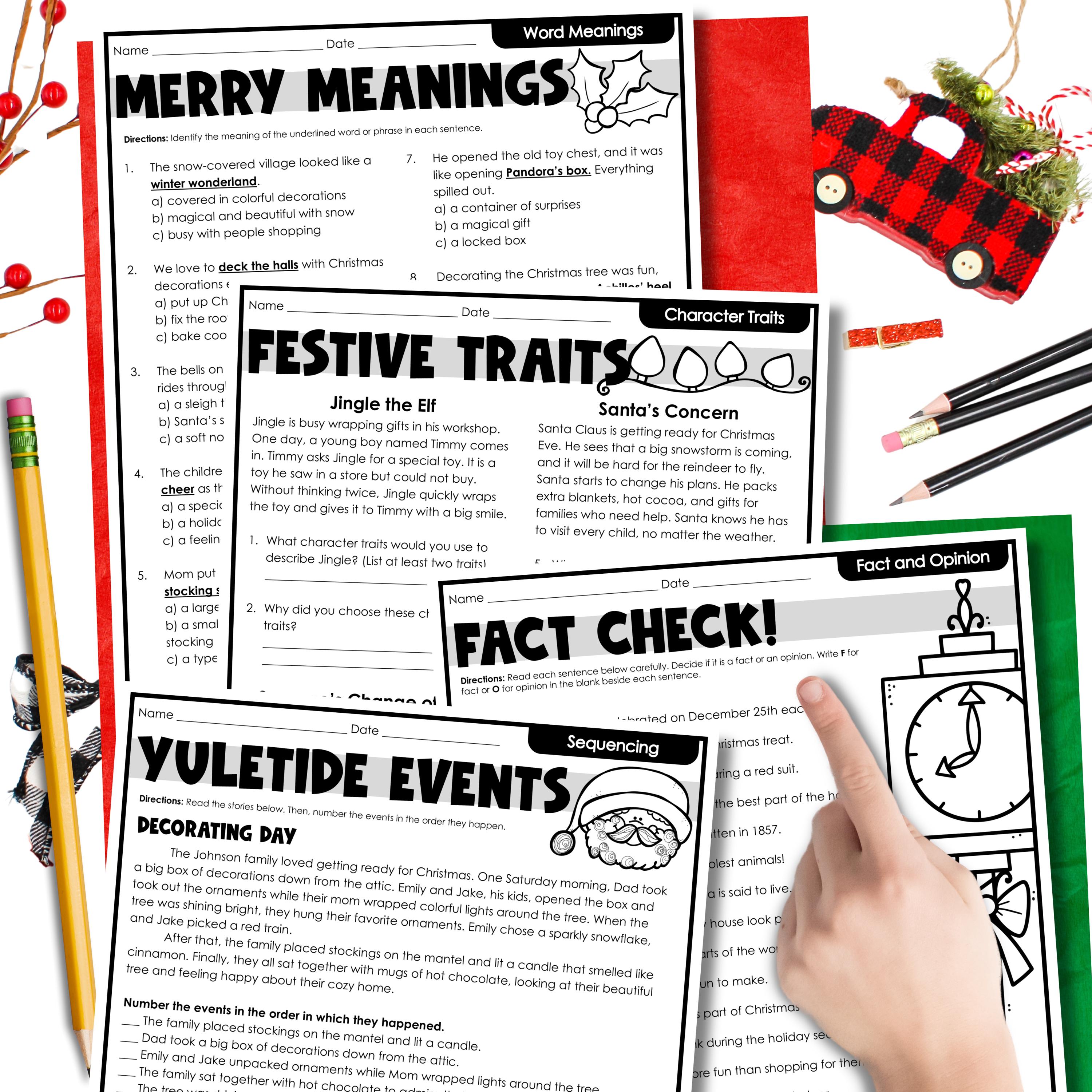 Christmas Reading Activities Worksheets Printables, No Prep Activities ...