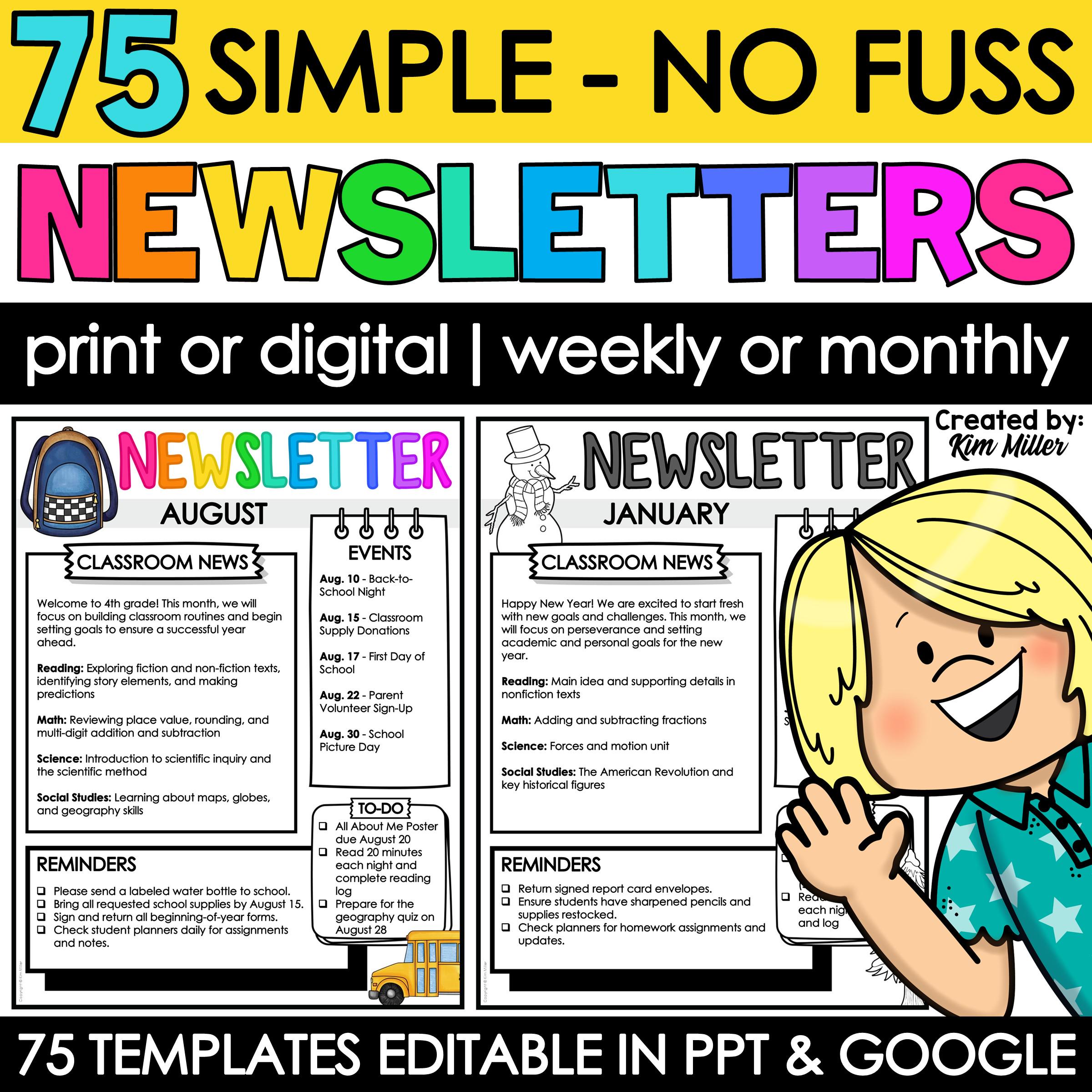 Editable Teacher Newsletter Templates for Parent Communication, School ...