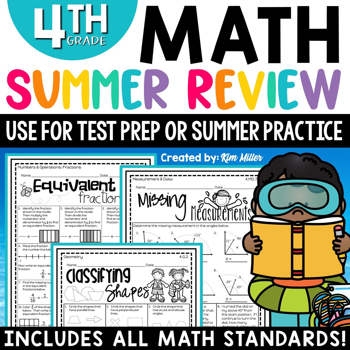 4th Grade Math Review Summer Math Worksheet, 4th Grade Math Printable ...
