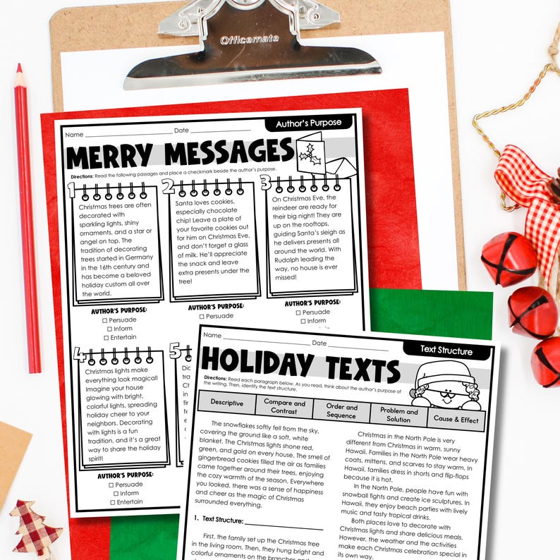 Christmas Fun Activities Packet Math Reading Writing No Prep Worksheets ...