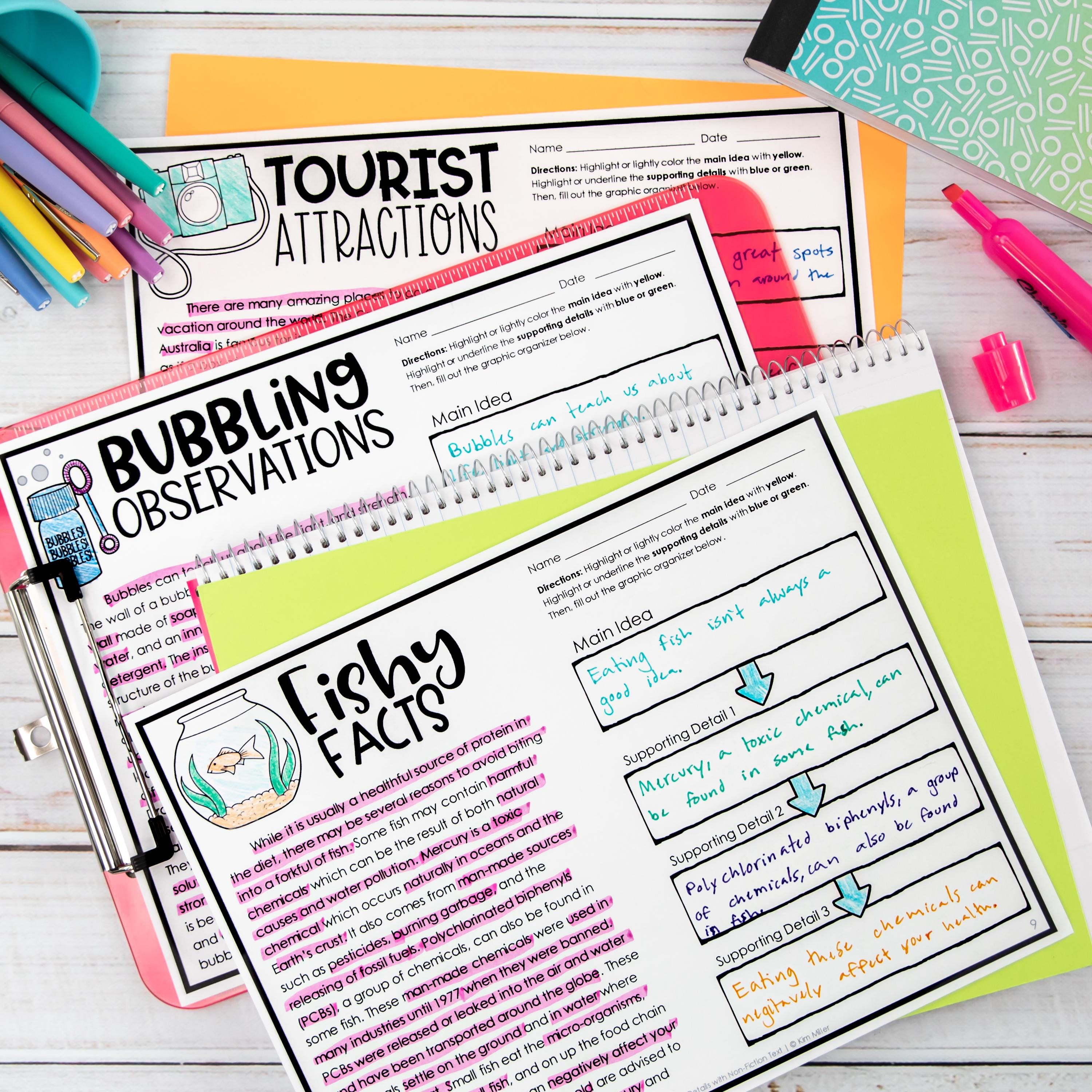 Main Idea and Supporting Details Worksheets Graphic Organizer Central ...